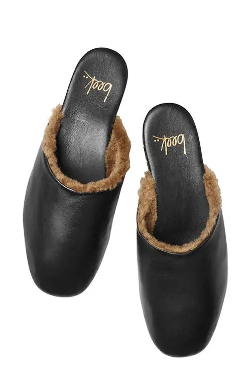 Beek Bird Leather Mule With Genuine Shearling Trim