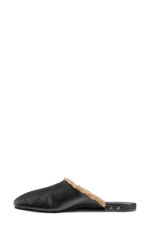 Beek Bird Leather Mule With Genuine Shearling Trim