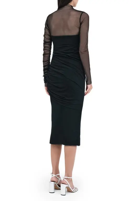 MARCELLA Tehya Ruched Layered Midi Dress
