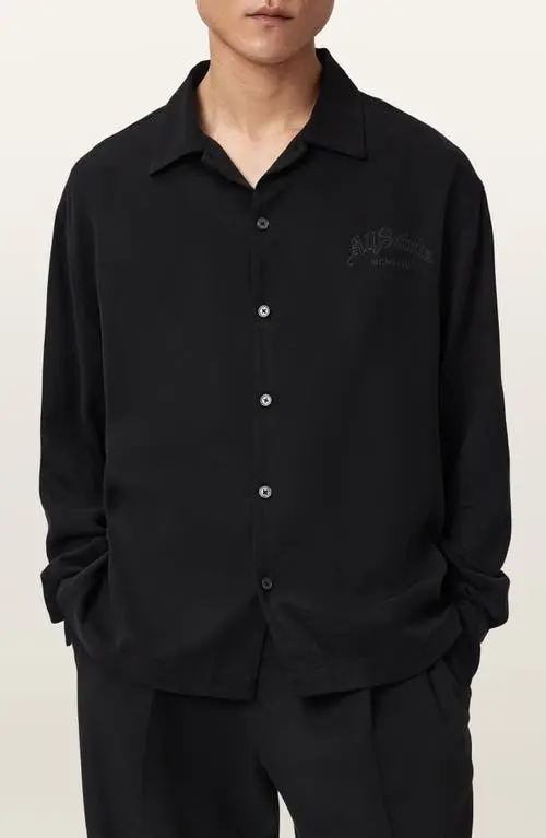 ALLSAINTS Soul Long Sleeve Lyocell Shirt - Orca Black