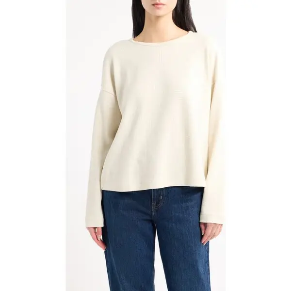 Eileen Fisher Waffle Knit Box Top - Plaster