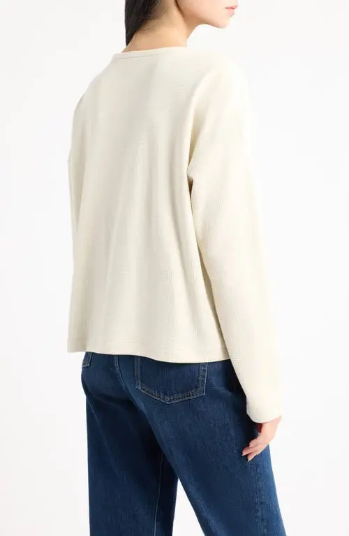 Eileen Fisher Waffle Knit Box Top - Plaster