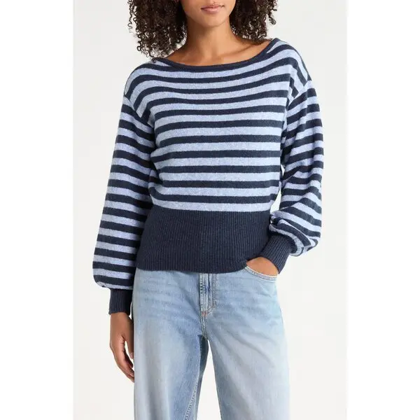PACSUN Harley Off The Shoulder Sweater - Blue