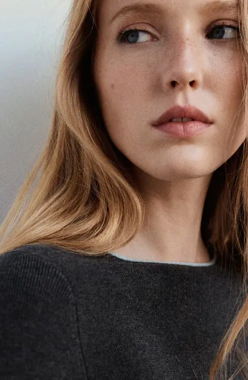 Mango Contrast Trim Crewneck Sweater - Grey
