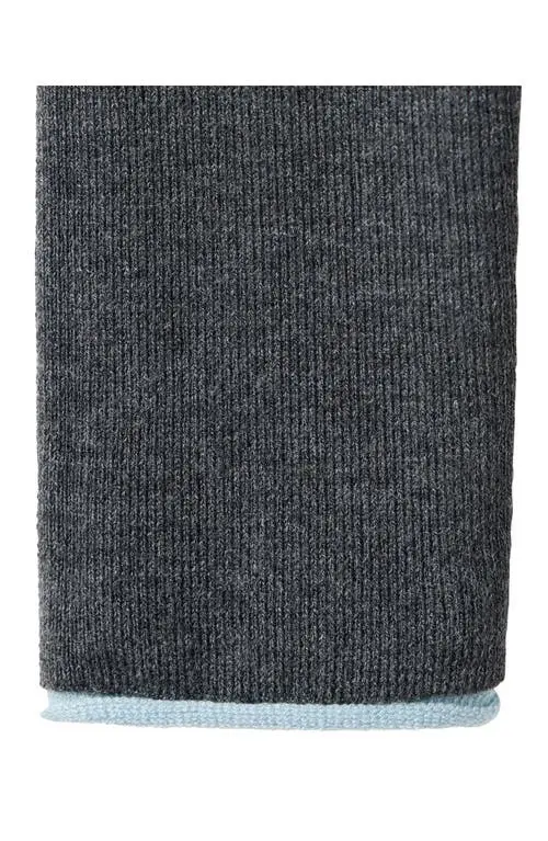Mango Contrast Trim Crewneck Sweater - Grey