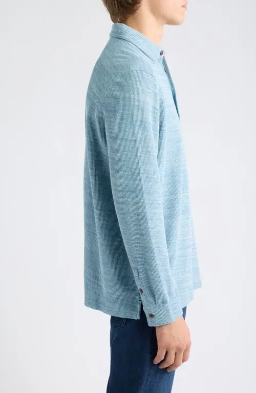 Tommy Bahama Bella Bay Long Sleeve Textured Cotton Blend Pocket Polo - Malachite Heather