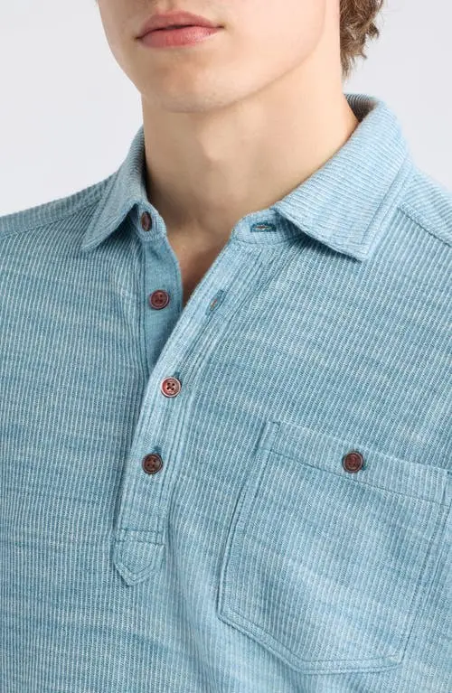Tommy Bahama Bella Bay Long Sleeve Textured Cotton Blend Pocket Polo - Malachite Heather