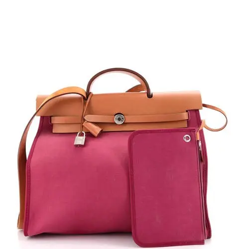 Hermès Herbag Zip Leather And Toile 39 - Pink