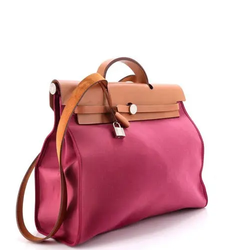 Hermès Herbag Zip Leather And Toile 39 - Pink