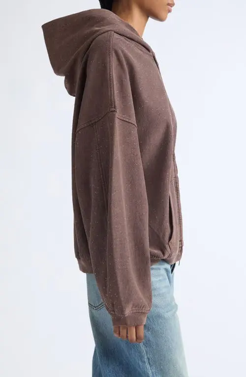 Alexander Wang Oversize Hotfix Crystal Cotton Zip Hoodie - Dark Brown
