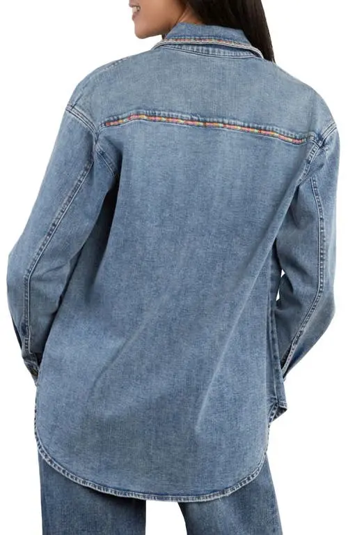 BILLY T Kaleidoscope Embroidered Denim Shirt Jacket
