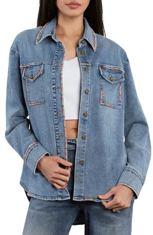 BILLY T Kaleidoscope Embroidered Denim Shirt Jacket