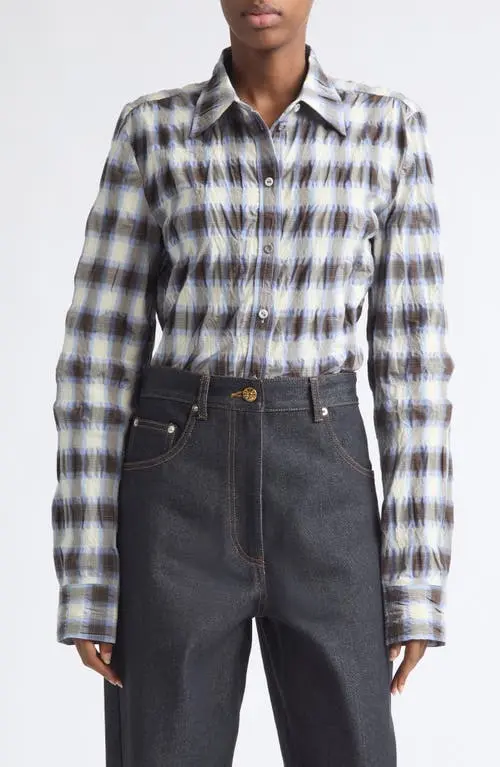EENK Shirred Button Front Shirt