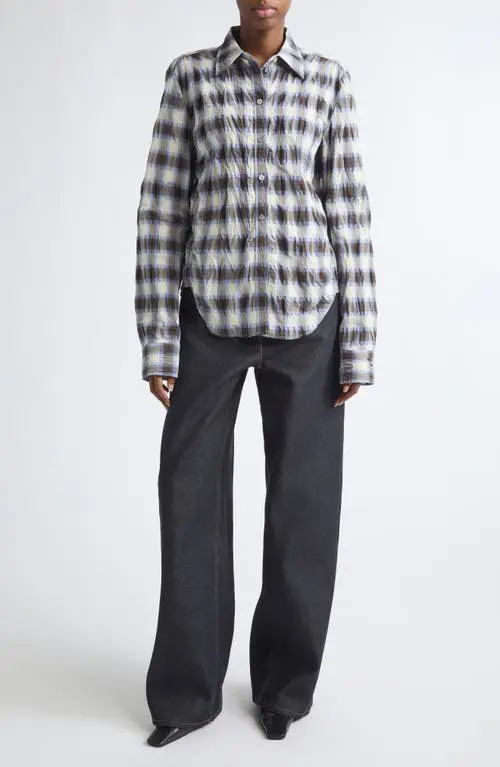 EENK Shirred Button Front Shirt