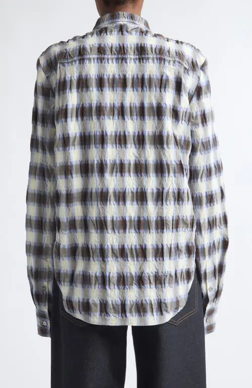 EENK Shirred Button Front Shirt