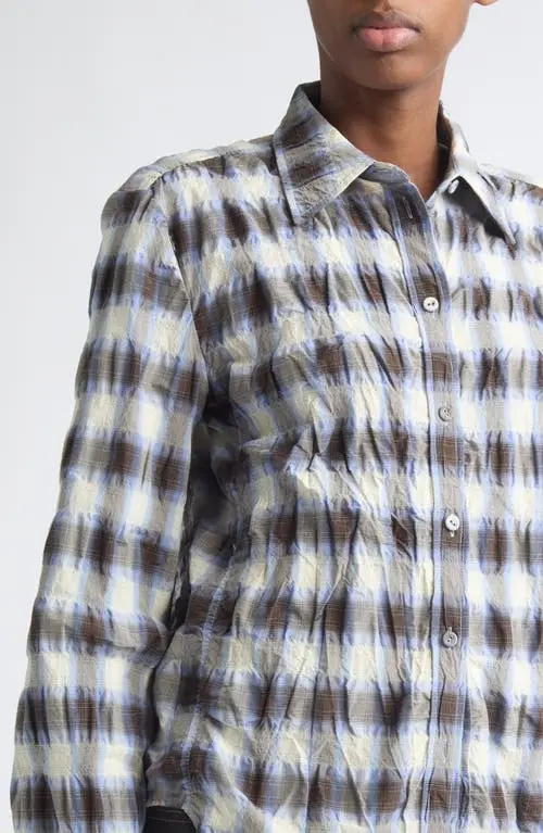 EENK Shirred Button Front Shirt