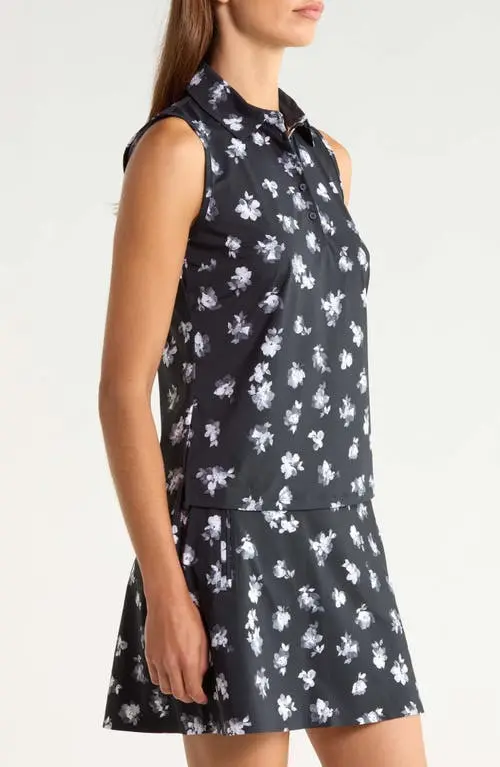 G/fore Moody Floral Silky Tech Performance Sleeveless Polo