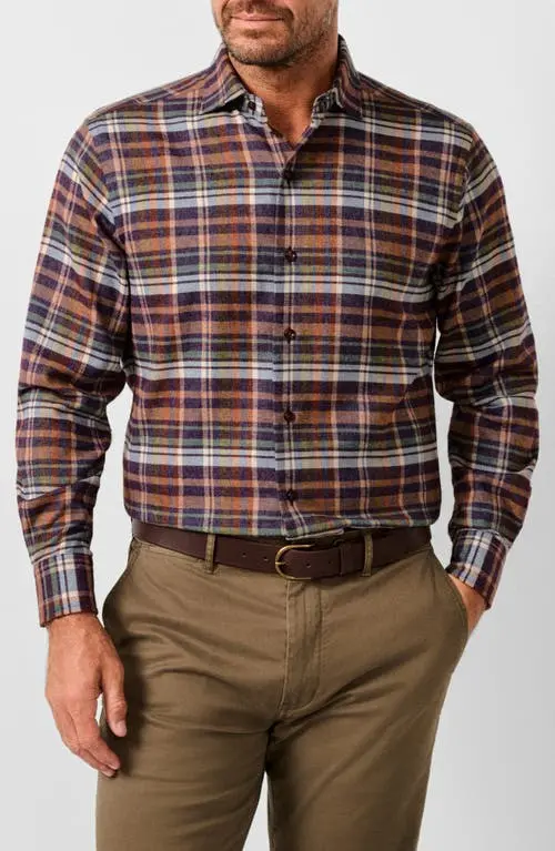 David Donahue Plaid Cotton Button-up Shirt