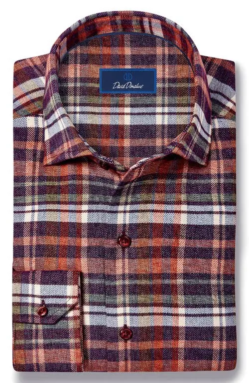 David Donahue Plaid Cotton Button-up Shirt