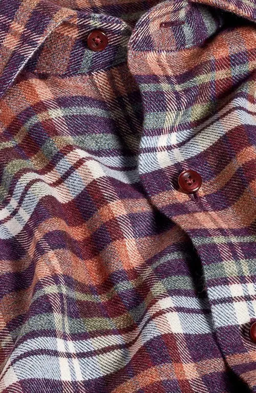 David Donahue Plaid Cotton Button-up Shirt