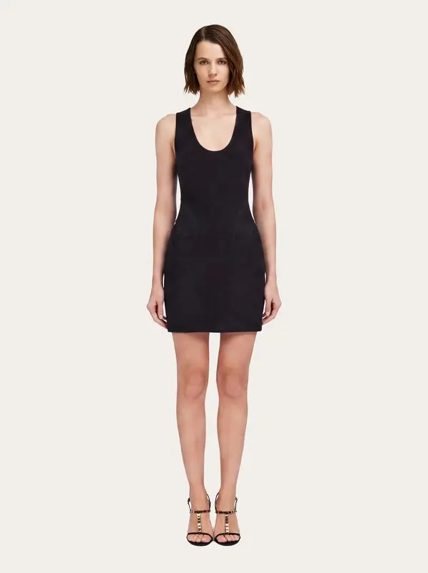 FERRAGAMO Suede Mini Dress - Black