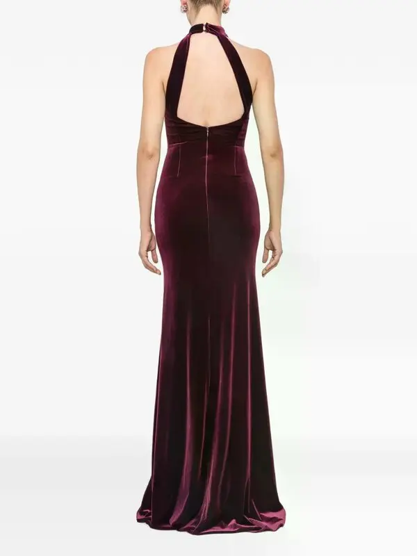 NISSA Open-back Velvet Maxi Dress