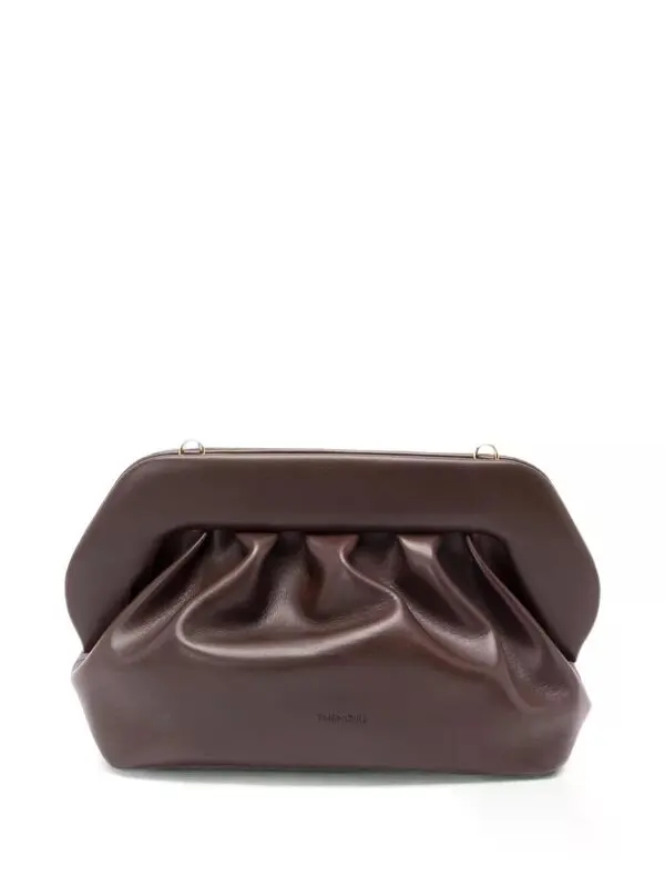 THEMOIRE Bios Ruched Clutch Bag - Brown