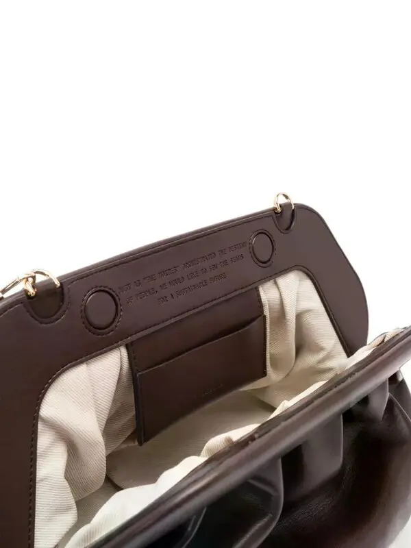 THEMOIRE Bios Ruched Clutch Bag - Brown