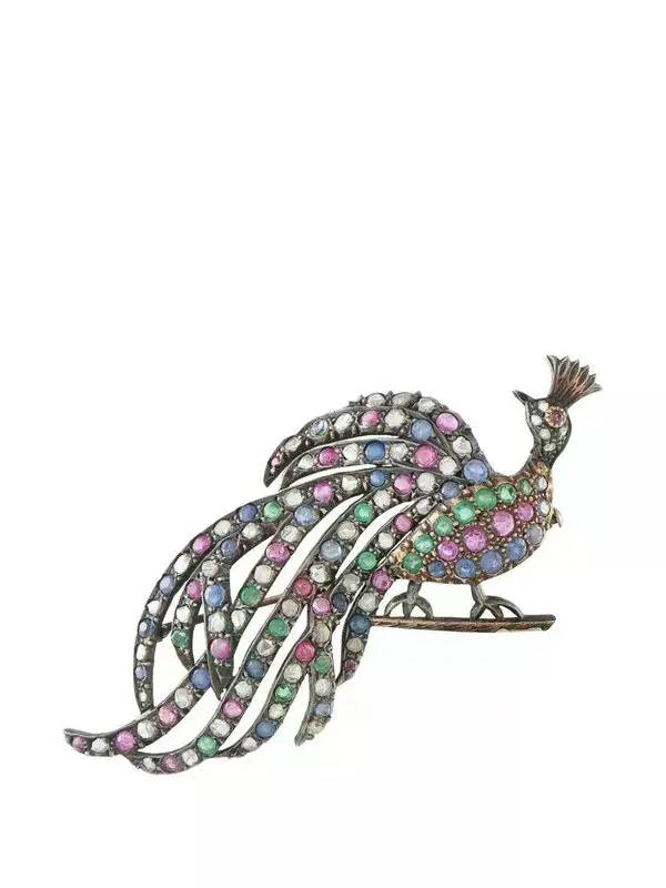 LB EXCLUSIVE Multi-stone Peacock Brooch - Gold