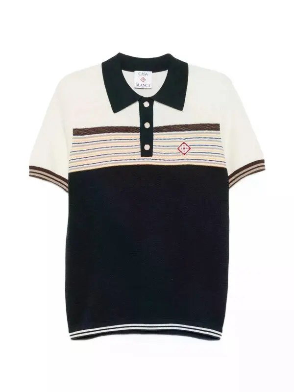 Casablanca Striped Logo-patch Polo Shirt - Blue