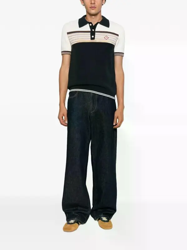 Casablanca Striped Logo-patch Polo Shirt