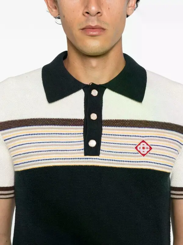 Casablanca Striped Logo-patch Polo Shirt