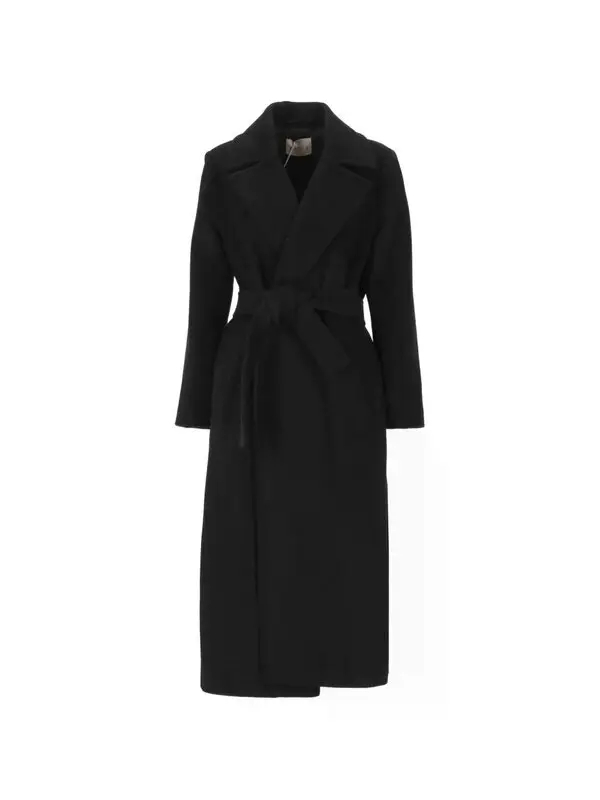 Marella Belted Notch-lapels Coat - Black