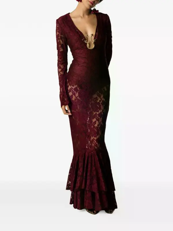 MIAU BY CLARA ROTESCU Vesper Long-sleeve Maxi Dress - Red