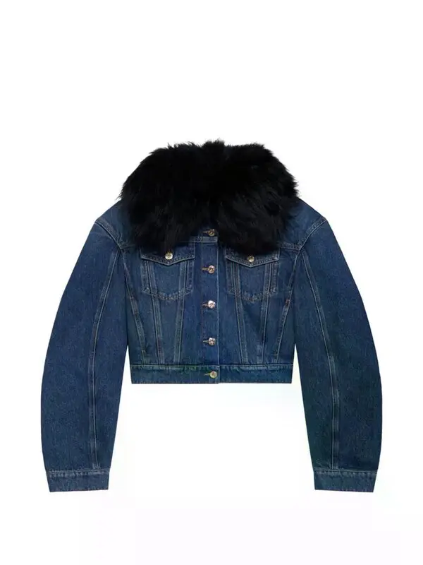Blumarine Faux-fur Collar Denim Jacket - Blue