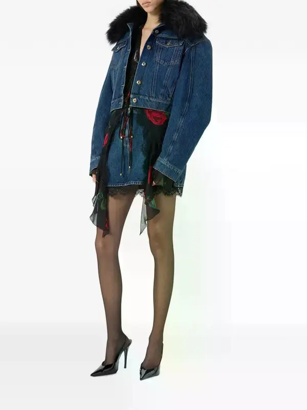 Blumarine Faux-fur Collar Denim Jacket