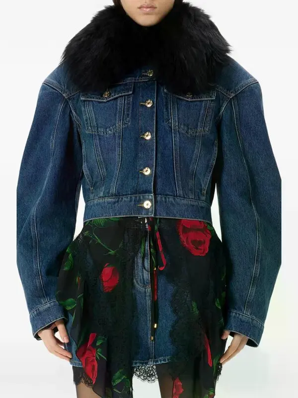 Blumarine Faux-fur Collar Denim Jacket