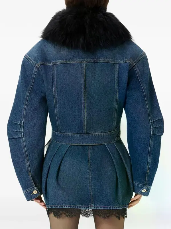 Blumarine Faux-fur Collar Denim Jacket