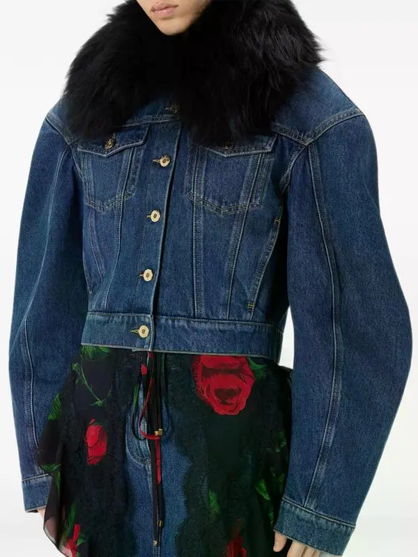 Blumarine Faux-fur Collar Denim Jacket