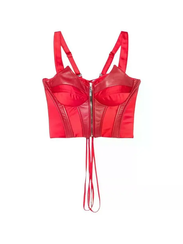 MITILIANE COUTURE Leather-panelled Corset Top - Red
