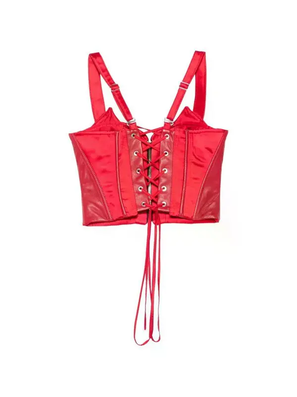 MITILIANE COUTURE Leather-panelled Corset Top