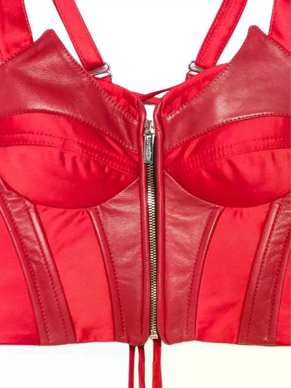 MITILIANE COUTURE Leather-panelled Corset Top