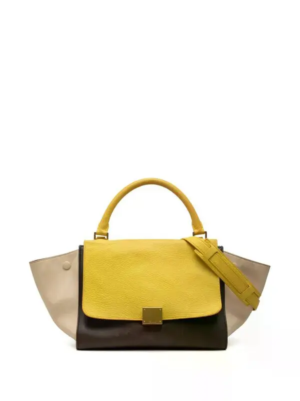 Celine 2014 Medium Tricolor Leather Trapeze Satchel - Brown