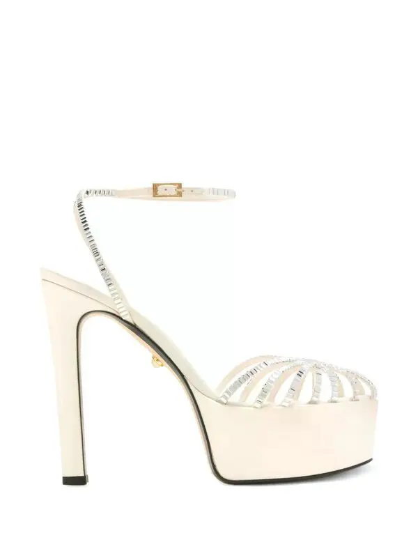 ALEVI MILANO Eva Crystal-embellished Platform Sandals - White