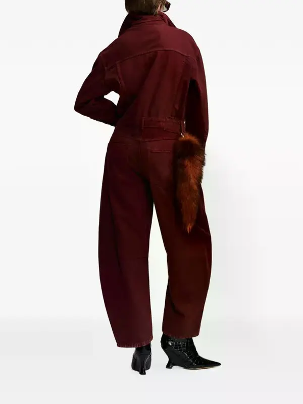 Essentiel Antwerp Barrel-leg Jewel-button Jumpsuit - Red