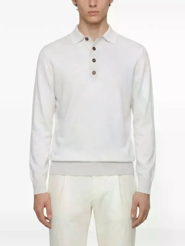 Eleventy Long-sleeve Polo Shirt - White