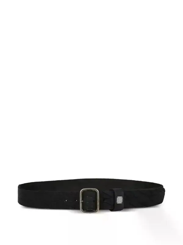 Guidi Logo-plate Leather Belt - Black