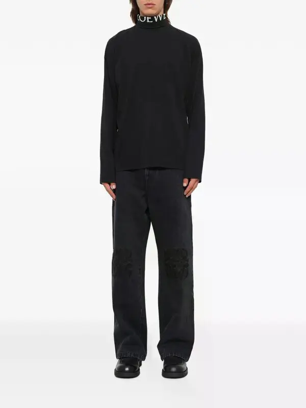 Loewe Logo-print High-neck Long-sleeve T-shirt - Black