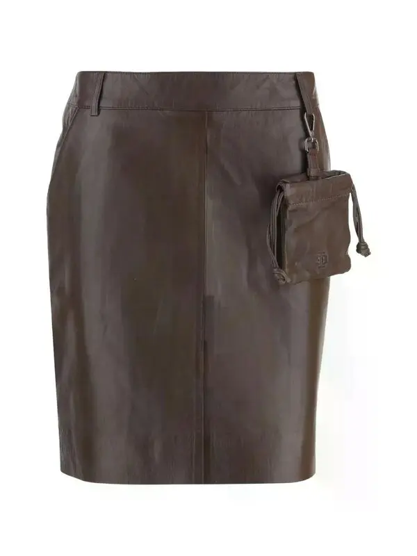 THE GARMENT Soho Detachable-pouch Leather Midi Skirt - Brown