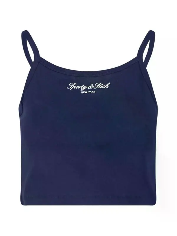 Sporty & Rich Logo-print Cropped Camisole - Blue